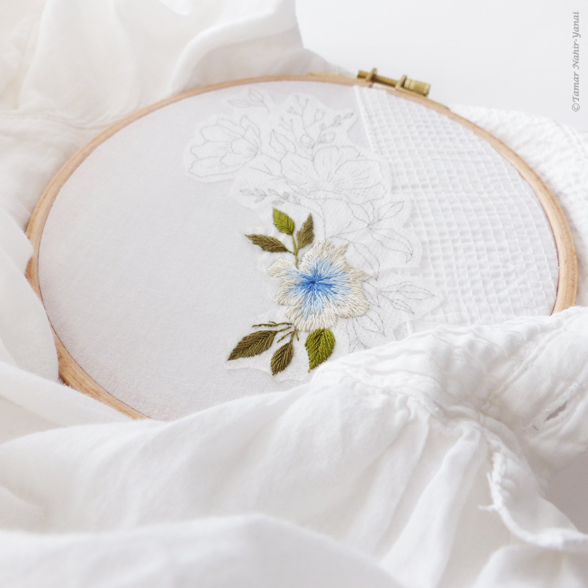 Blue Romantic Flowers - Stick and Stitch embroidery pattern – Tamar ...