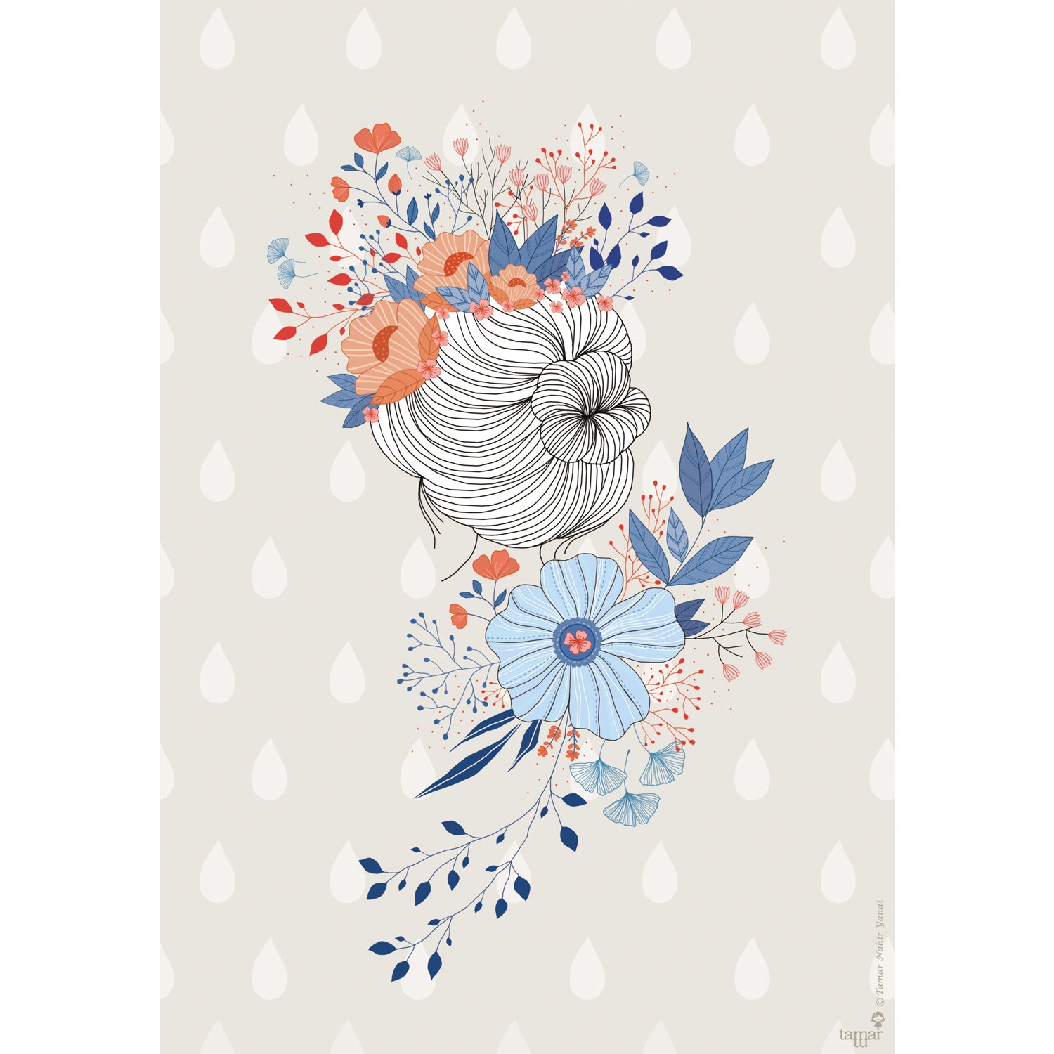 Flower Crown Lady print wall art – Tamar Nahir-Yanai