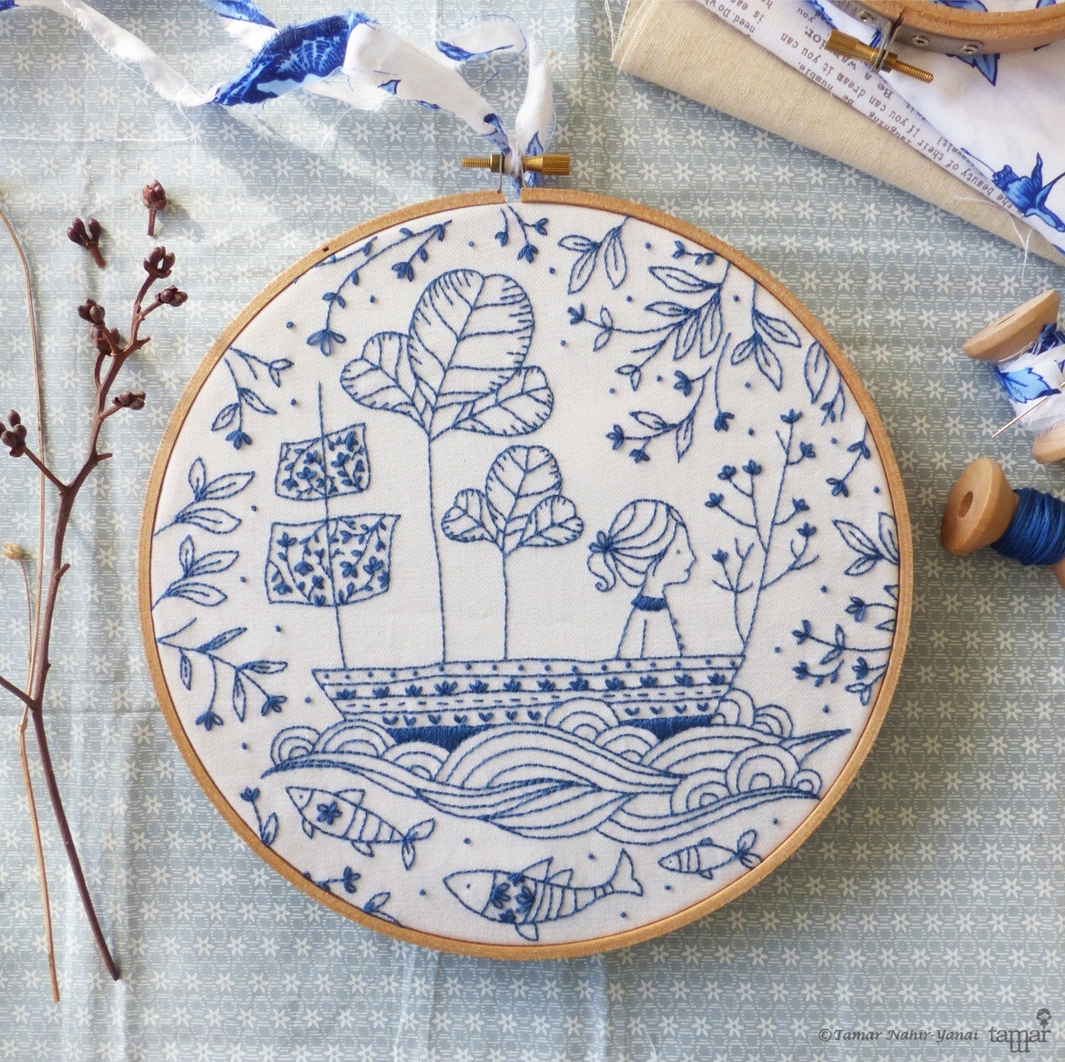 Blue Ocean - 8" embroidery kit – Tamar Nahir-Yanai