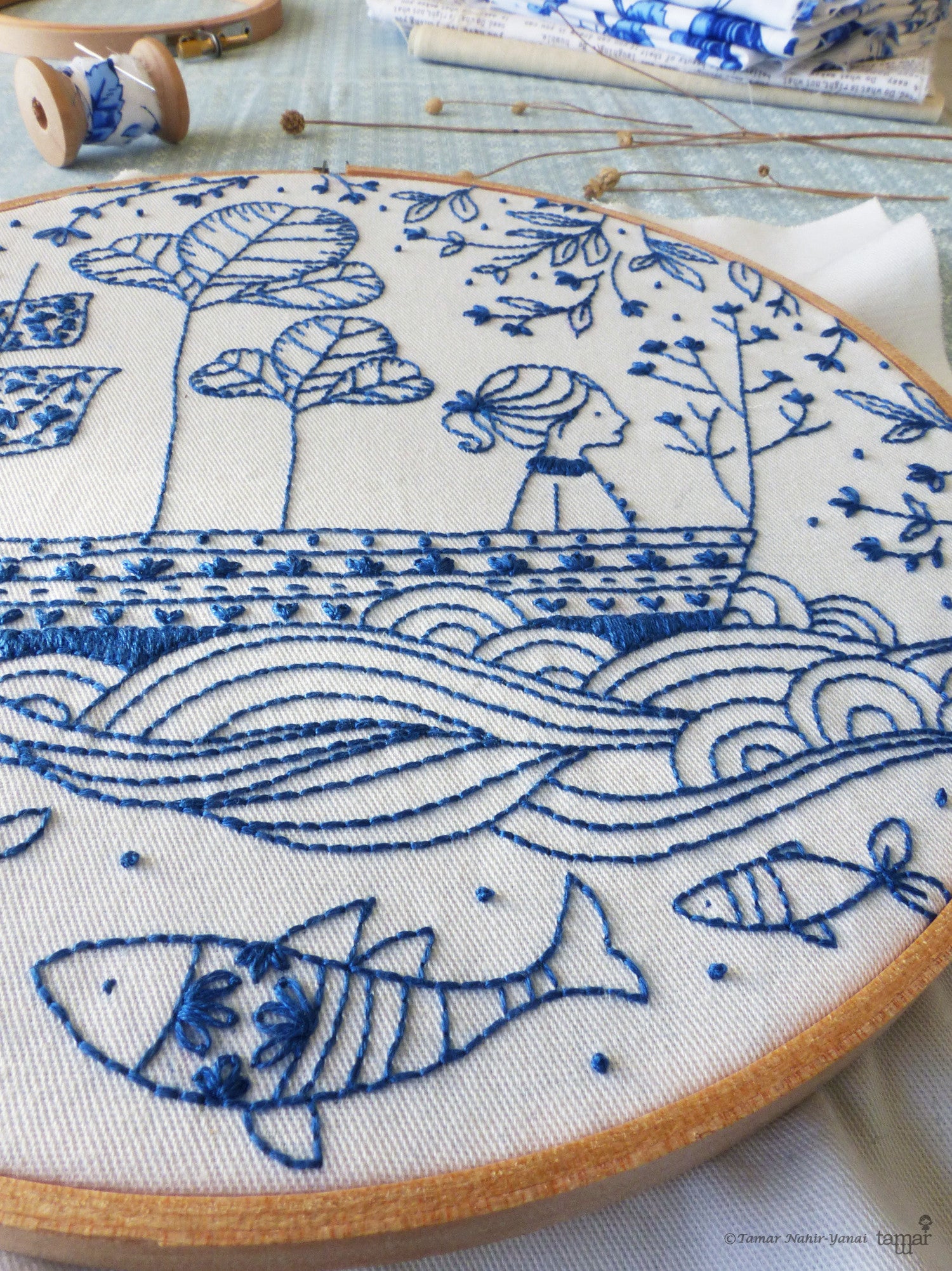 Blue Ocean - 8" embroidery kit – Tamar Nahir-Yanai
