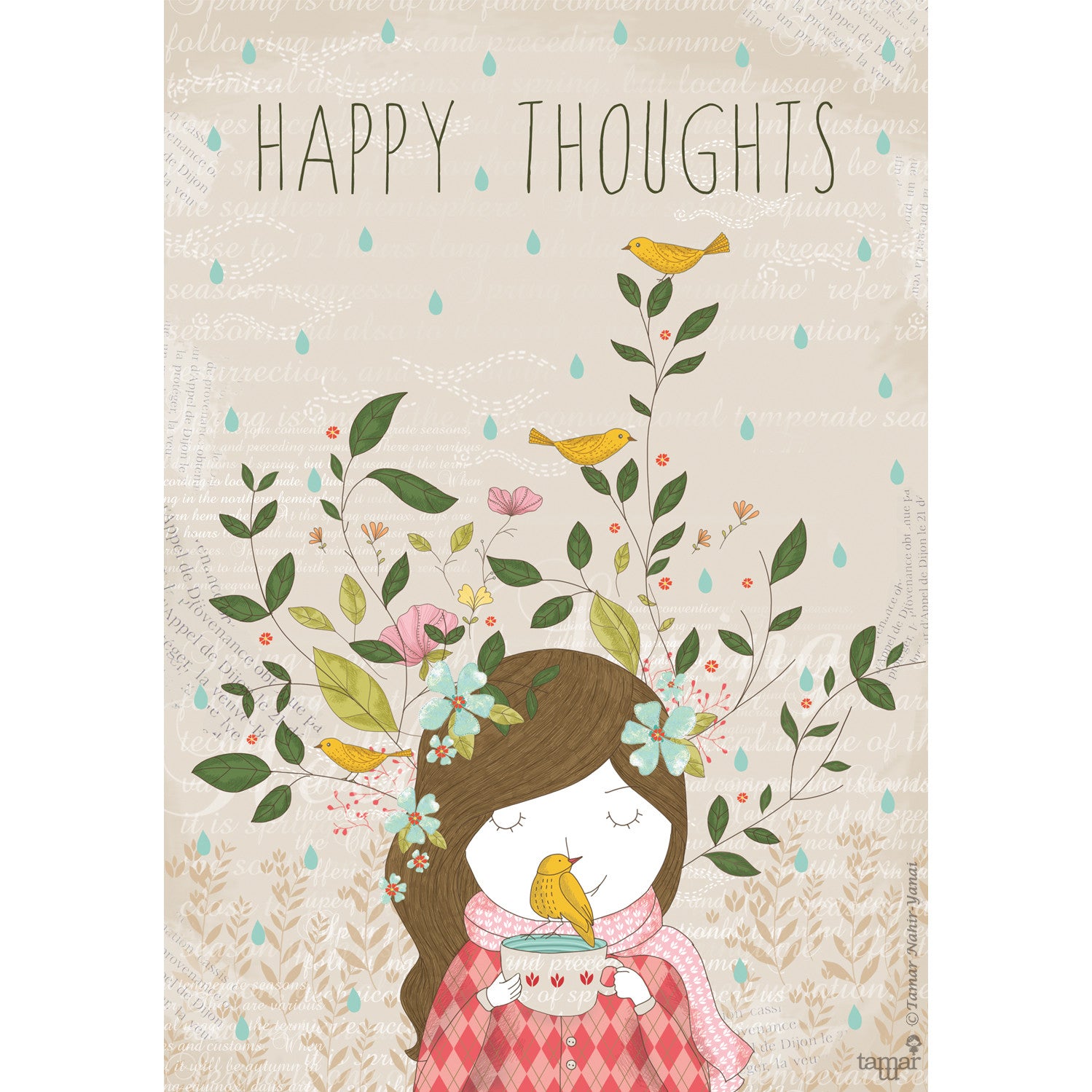 Print wall art print, room decor - Happy Thoughts – Tamar Nahir-Yanai