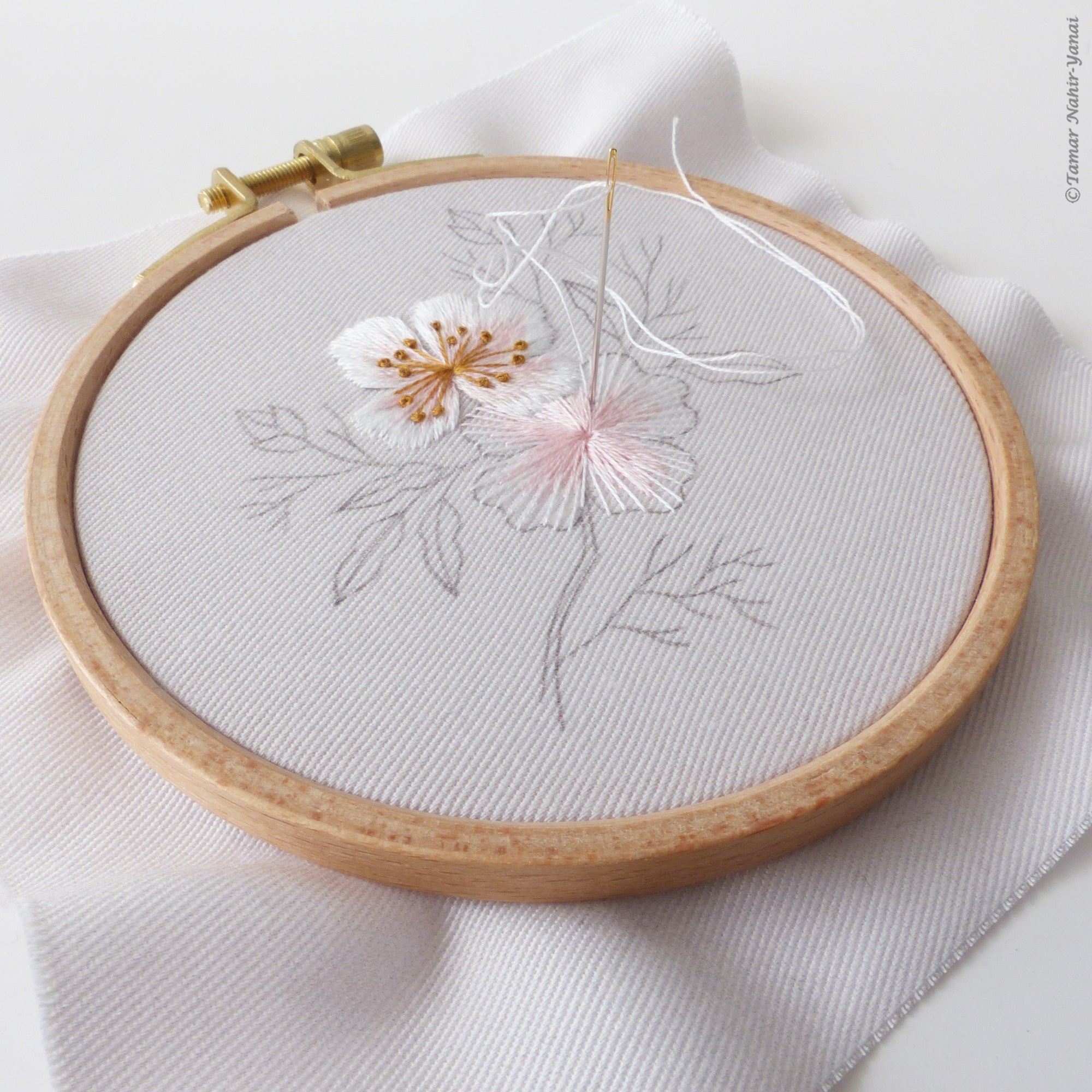 Almond Blossom Mini - 4" embroidery kit – Tamar Nahir-Yanai