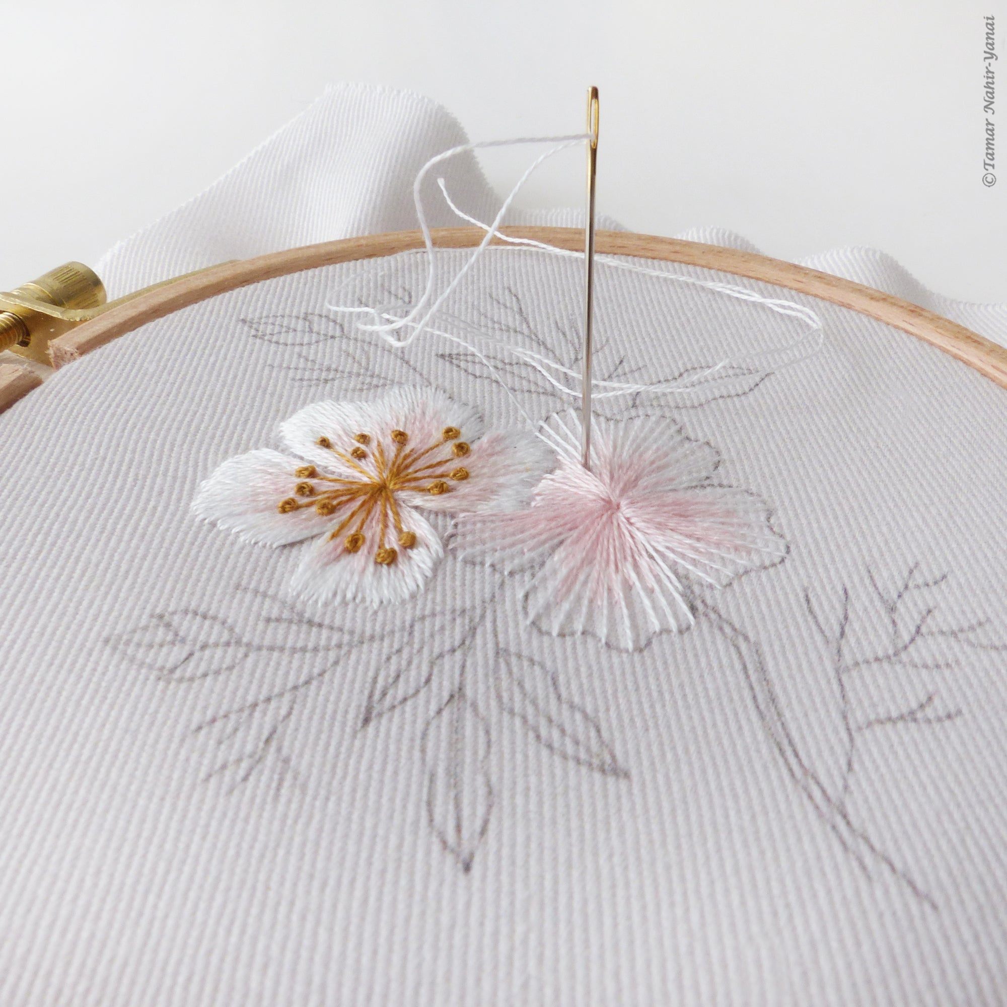 Almond Blossom Mini - 4" embroidery kit – Tamar Nahir-Yanai