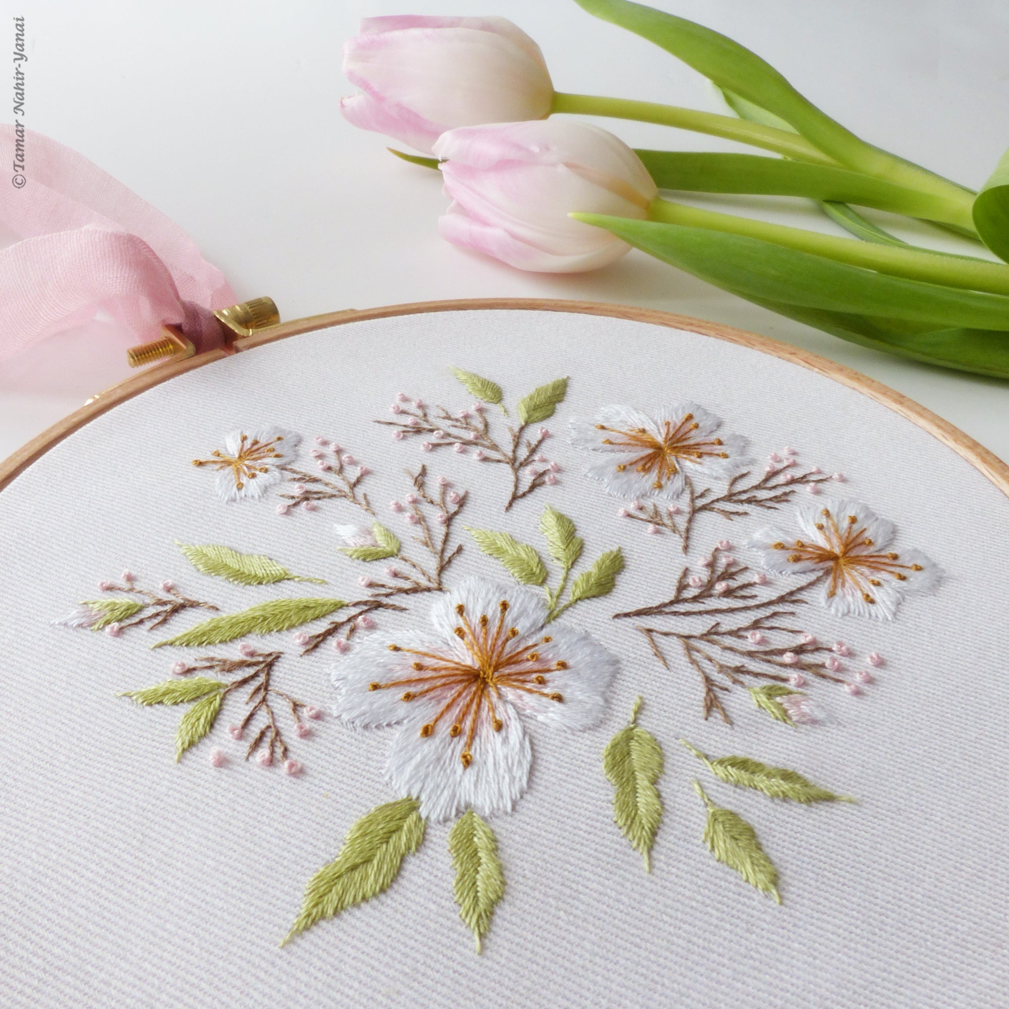Almond Blossom - 6" embroidery kit – Tamar Nahir-Yanai