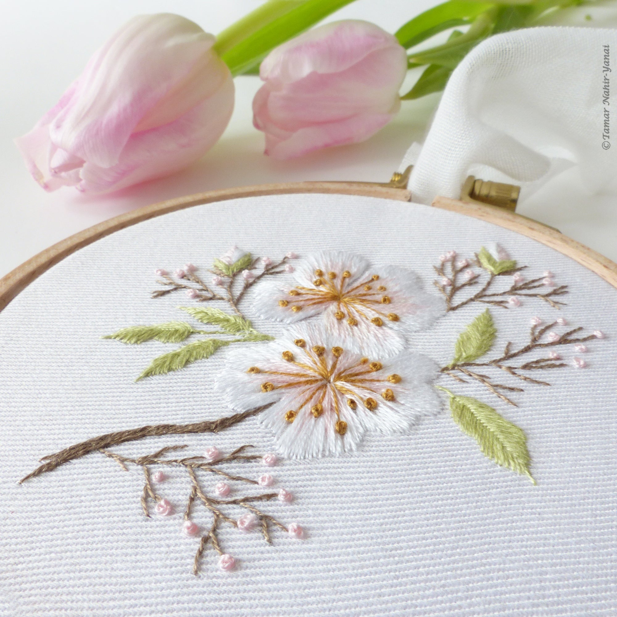 Almond Blossom Mini - 4" embroidery kit – Tamar Nahir-Yanai