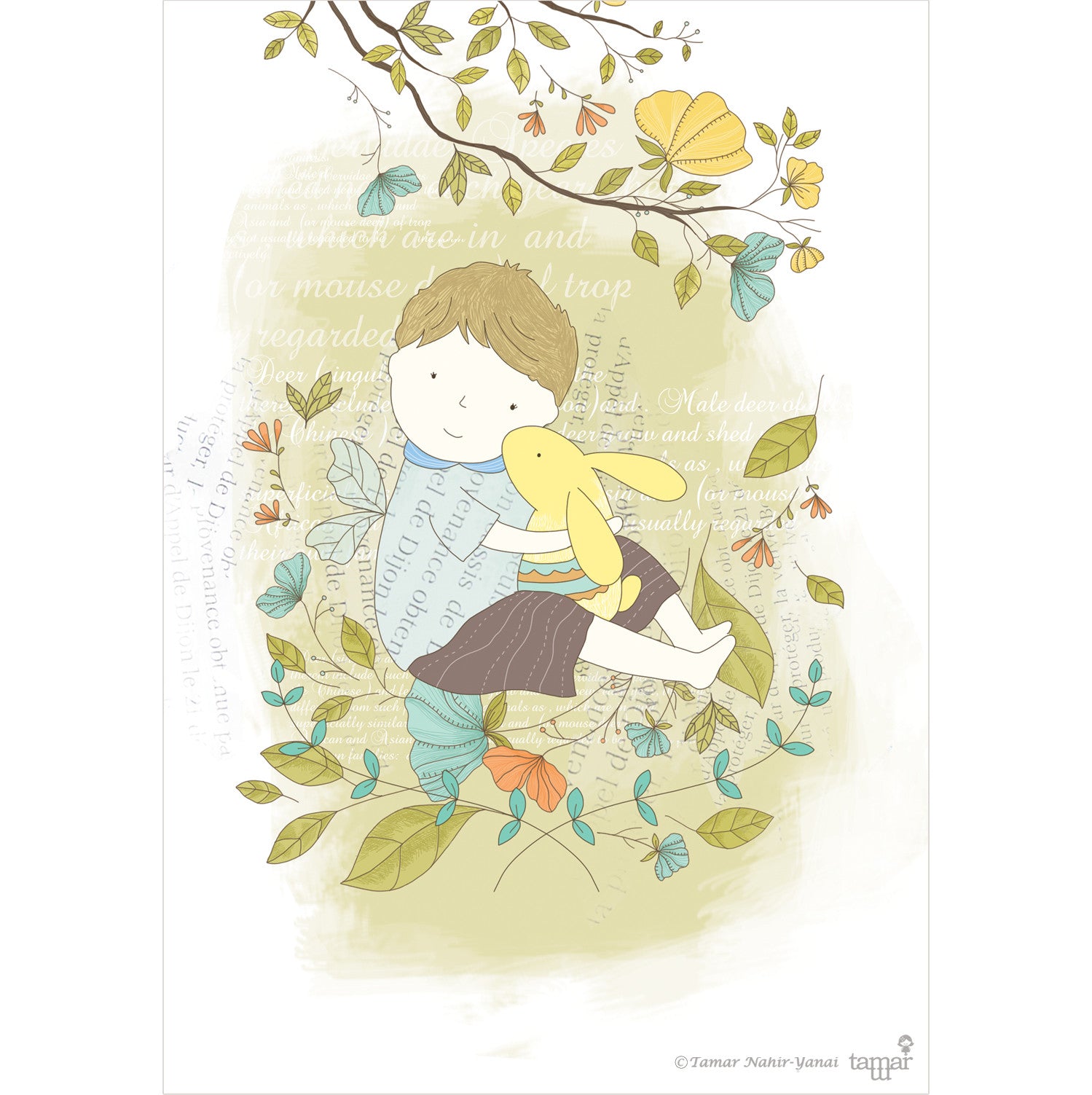 Yellow Bunny print wall art – Tamar Nahir-Yanai